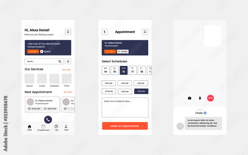 Medical healthcare and doctor appointment booking app UI kit template ...