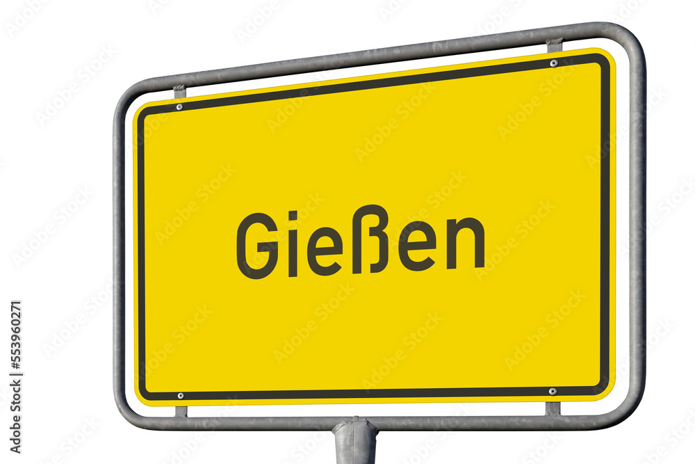 Ortstafel, Stadt Gießen, freigestellt als PNG, (Symbolbild) ilustração ...