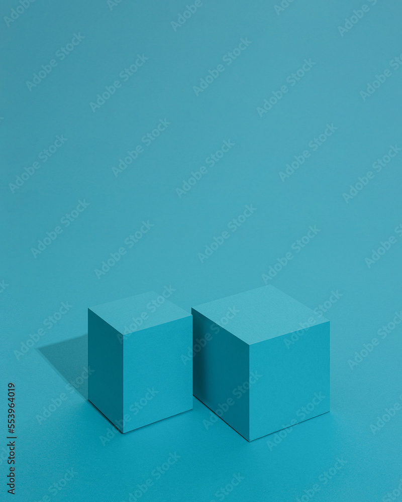 3d cube and box podium minimal scene studio background. Pastal colour ...