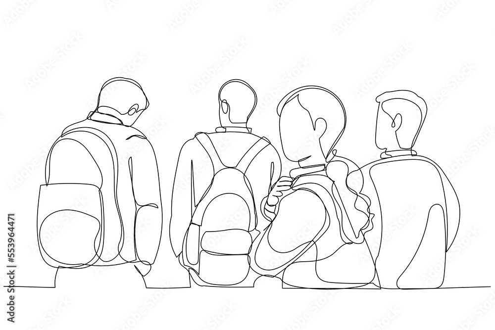 Illustration of female student glancing back while going for a class in ...