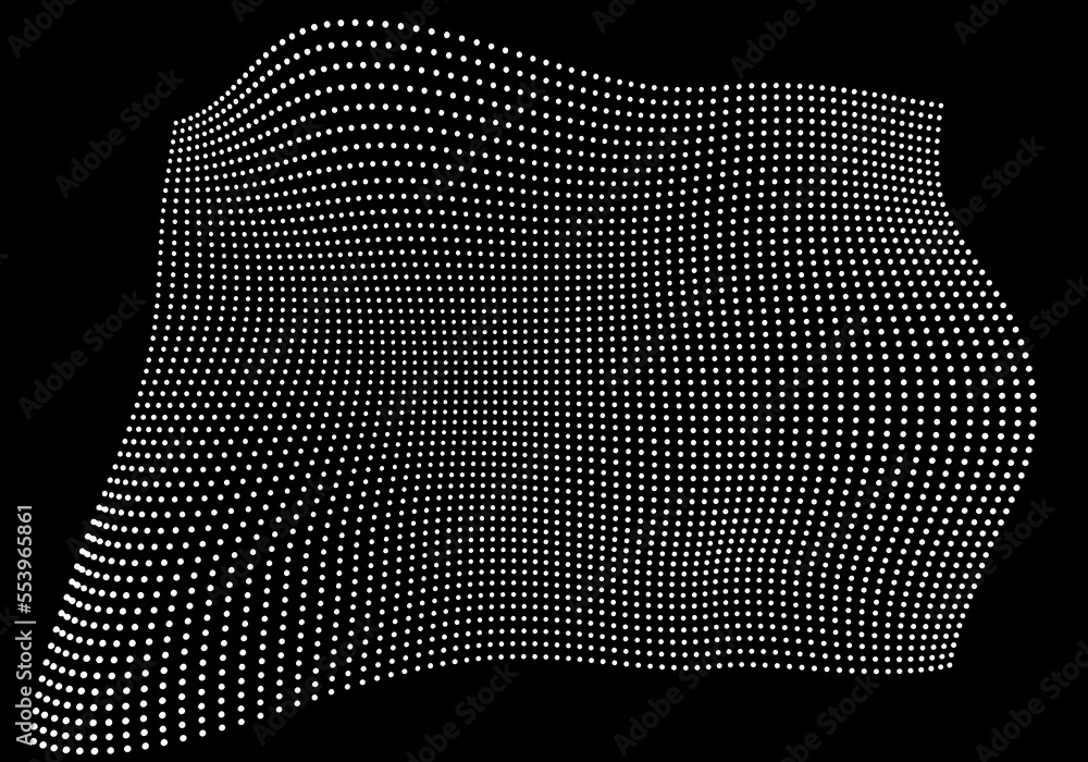 Halftone pattern overlay - 3d abstract shape design element - curved ...