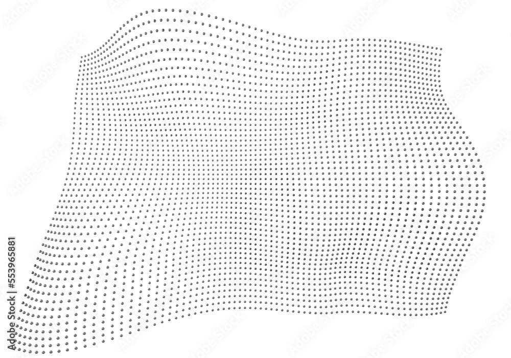 Halftone pattern overlay - 3d abstract shape design element - curved ...