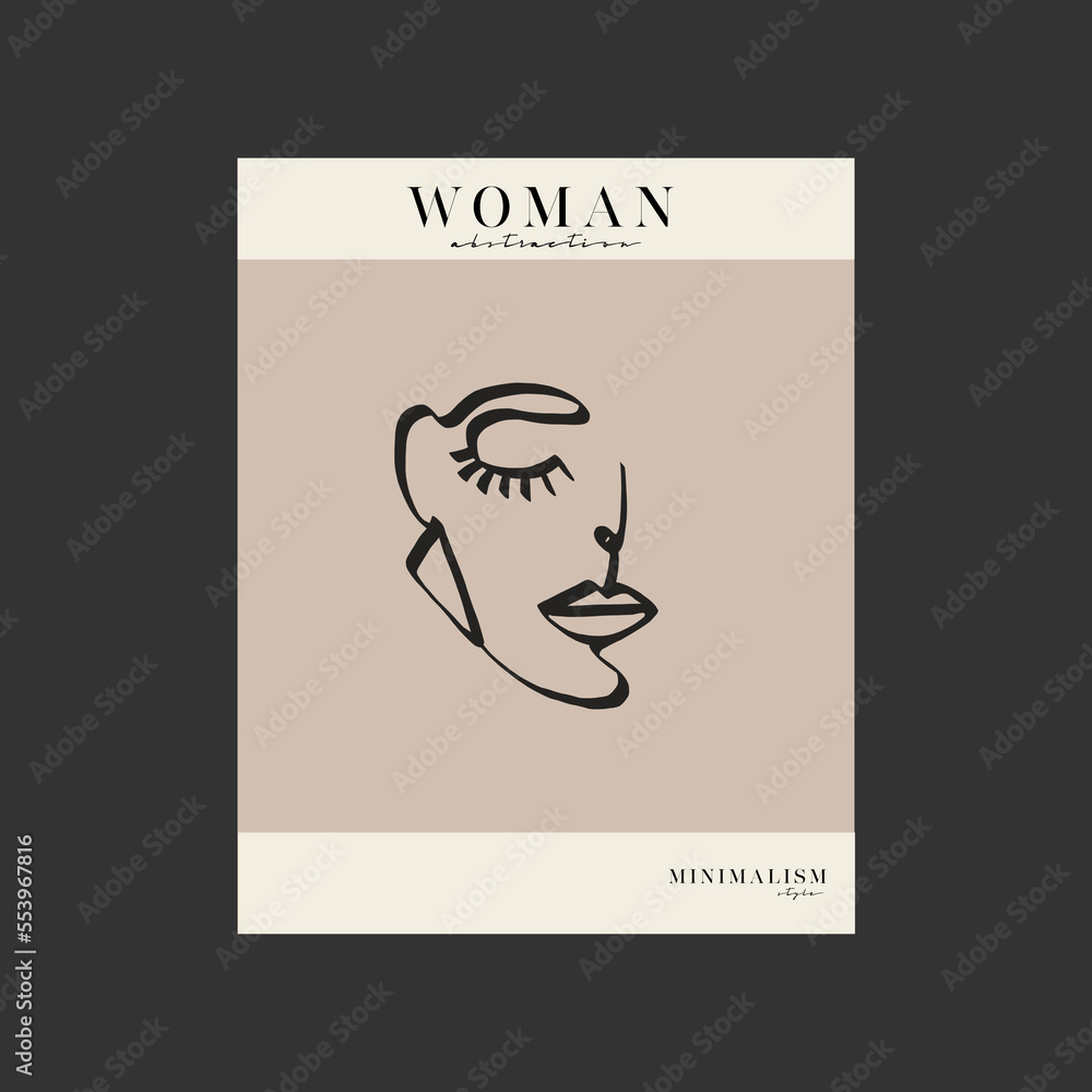 Contemporary abstract linear face drawing in pastel colors. Beauty ...