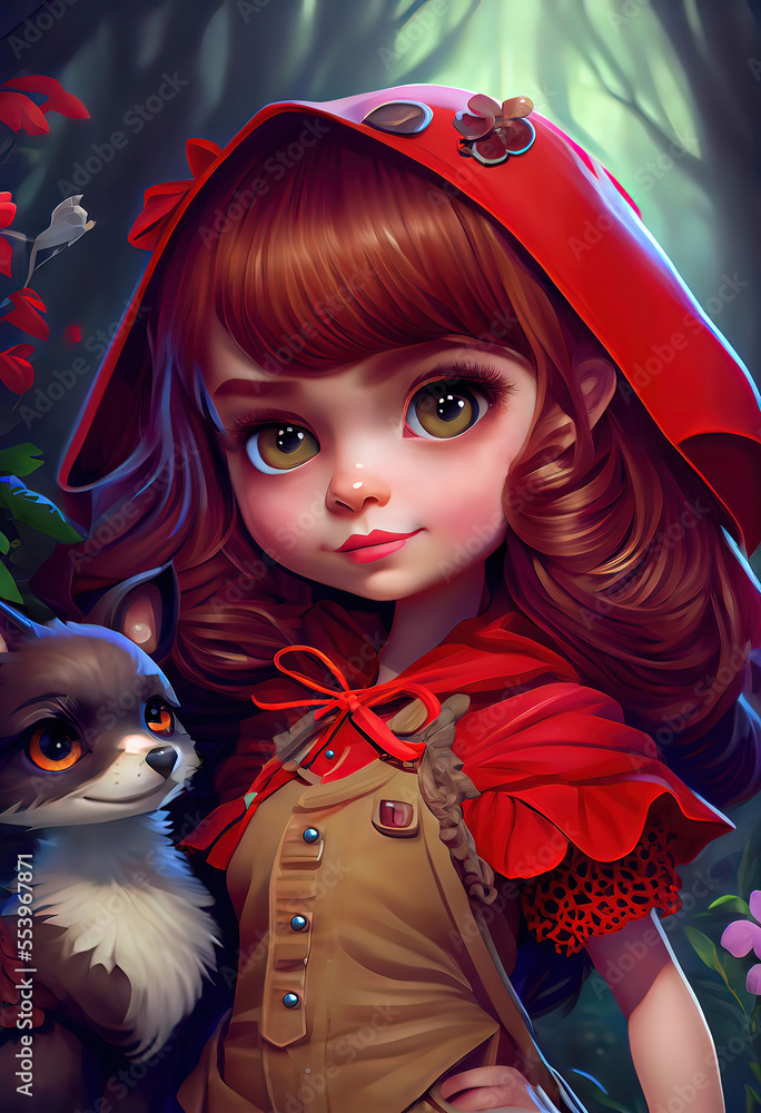 beautiful little girl as red riding hood kids fairytale with little ...