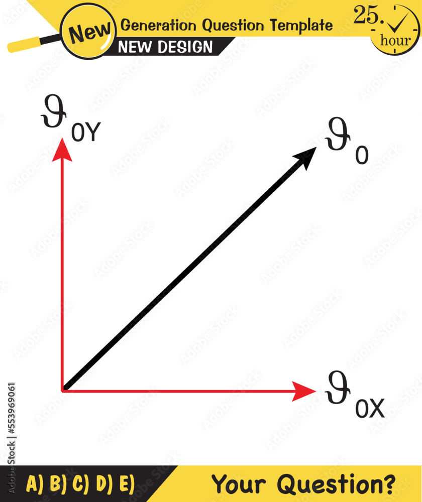 Physics, vector illustration of a forces and motion, vectors, shot ...