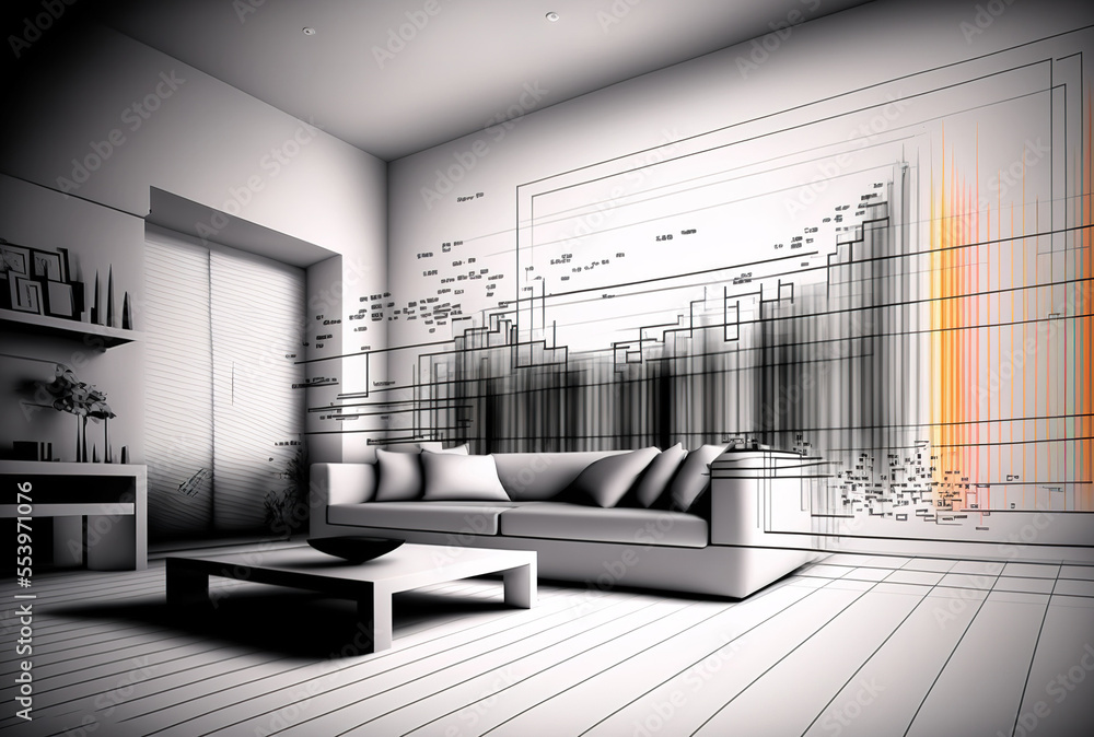Abstract virtual graphic data spreadsheet drawing with many exposures ...