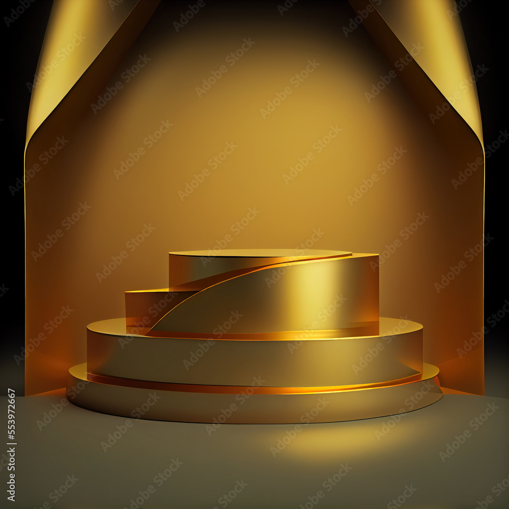 Studio background with realistic podium. Empty stage Digital ...