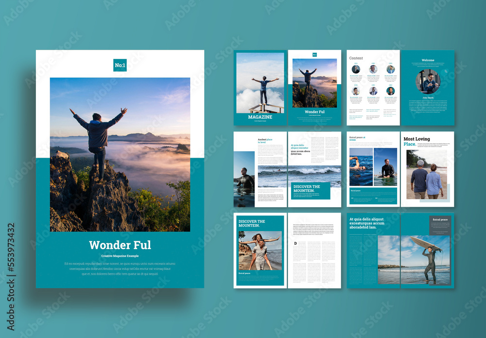 Wonder Magazine Layout Stock Template | Adobe Stock