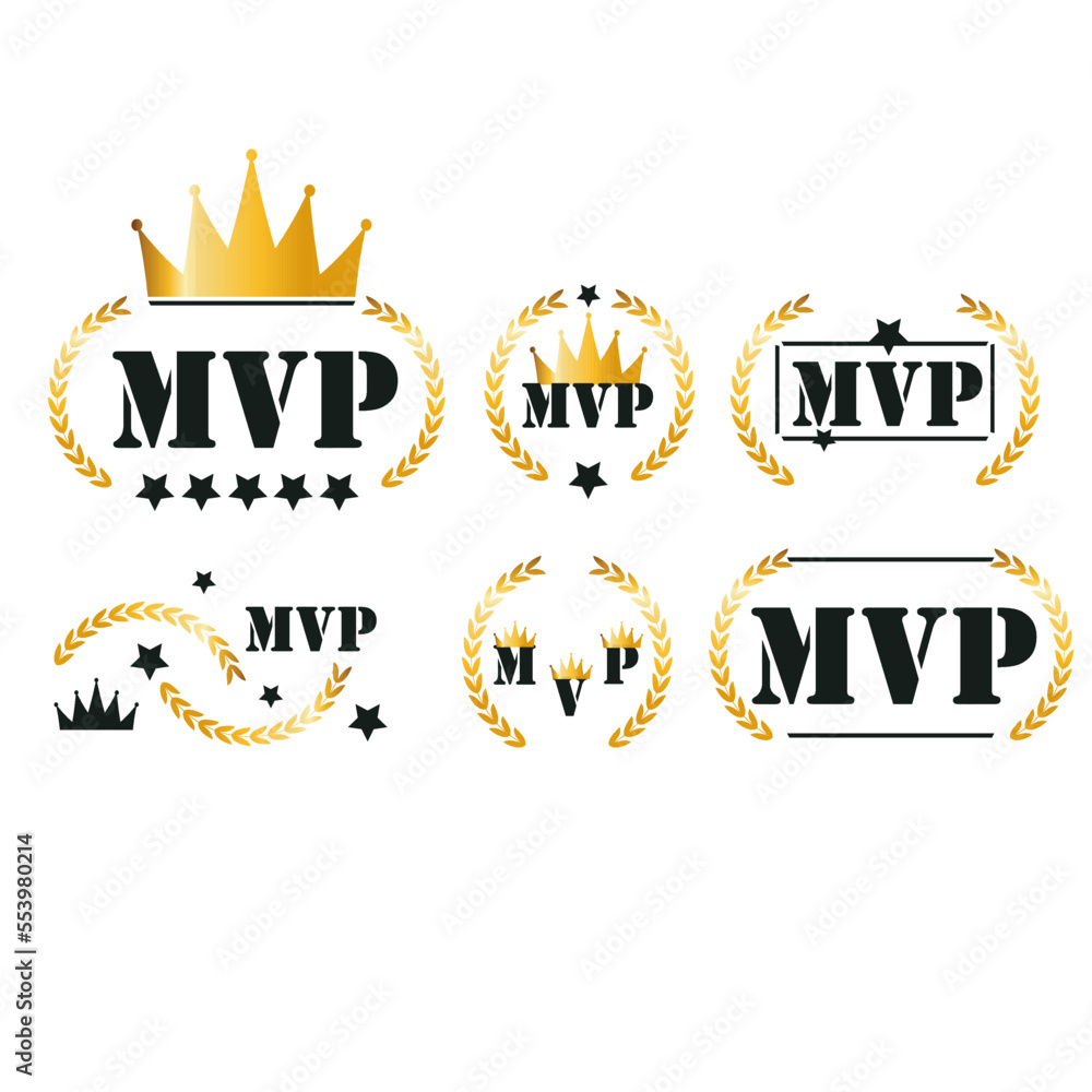 Set MVP gold medal award on white background. Vector stock illustration ...