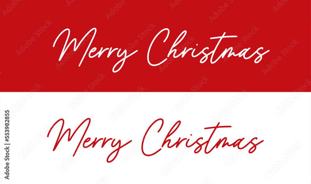 Merry Christmas script hand lettering on white and red backgrounds ...
