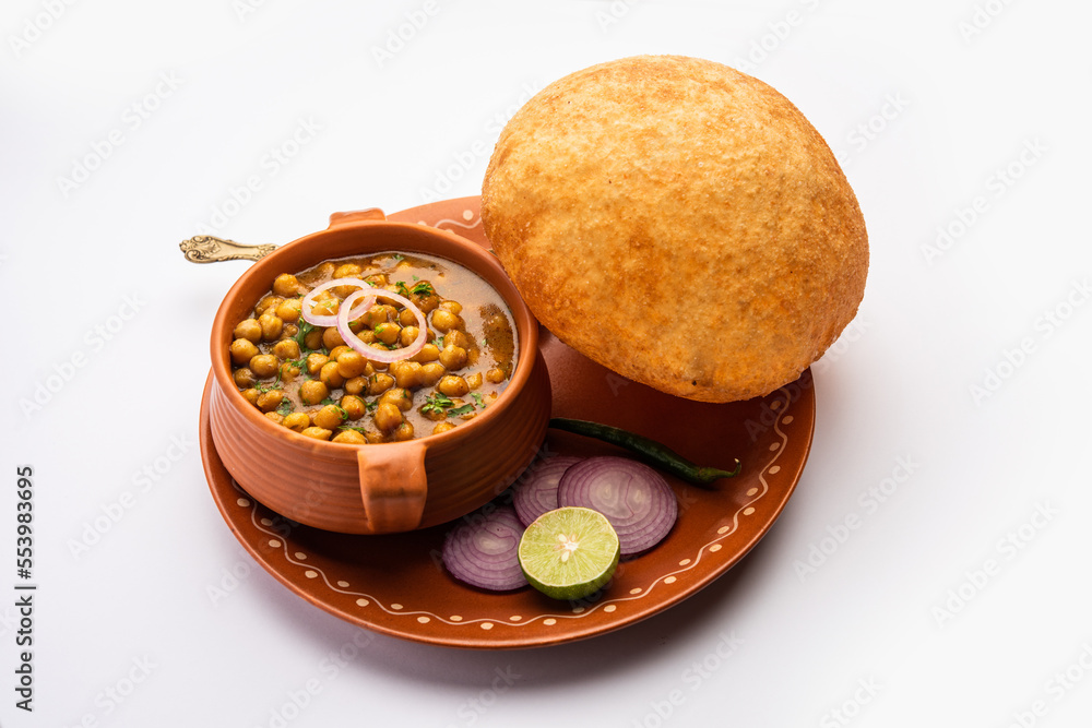 Chole bhature is a North Indian food dish. A combination of chana ...