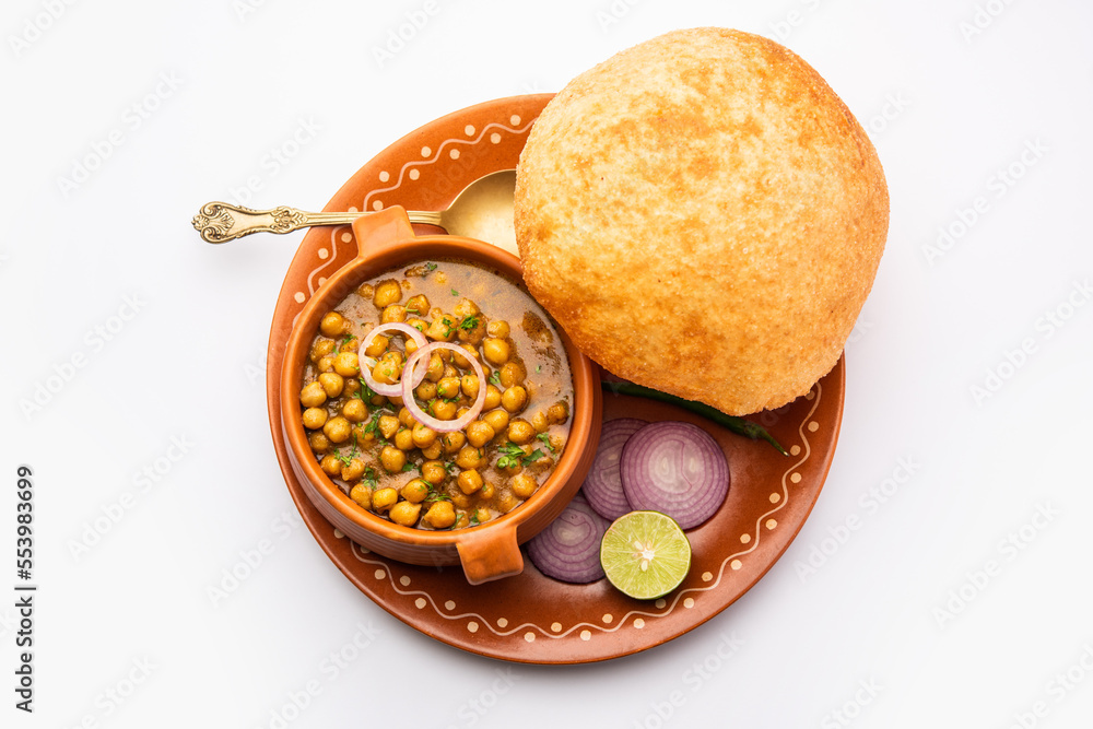 Chole bhature is a North Indian food dish. A combination of chana ...