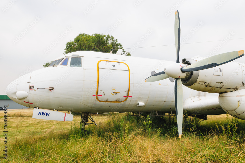 Old destroyed dismantled and abandoned aircraft in the field. Plane ...