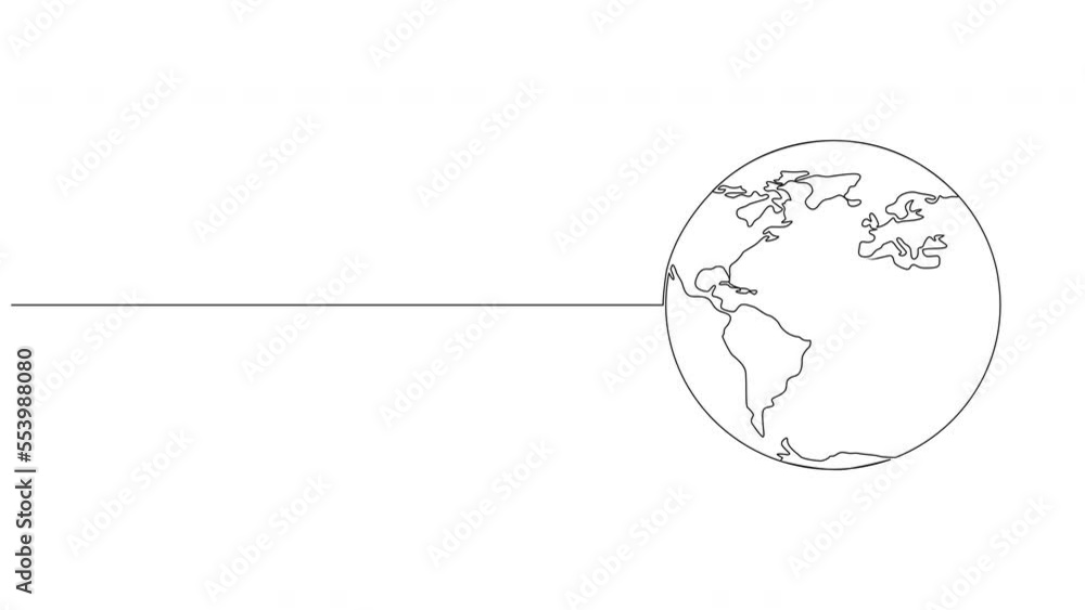 animated continuous single line drawing of planet earth, line art ...