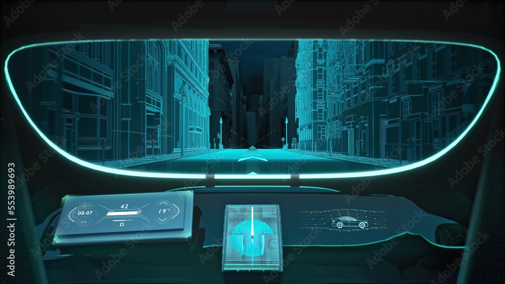 Inside Autnomous Car Navigating City Streets Reaching Destination ...