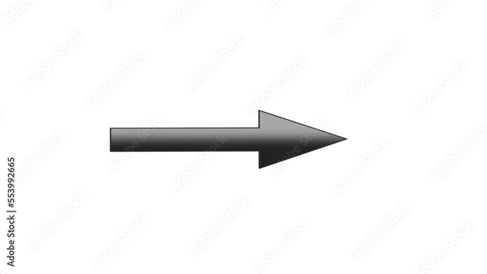 Animated gray arrow pointing right on white transparent background with ...