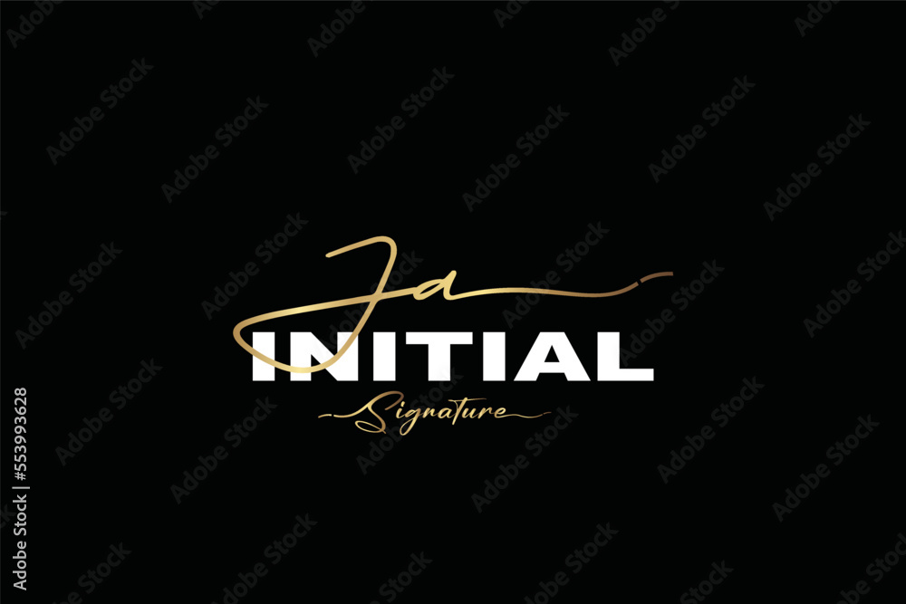 Initial J and A Logo Design in Elegant Gold Handwriting Style. JA ...