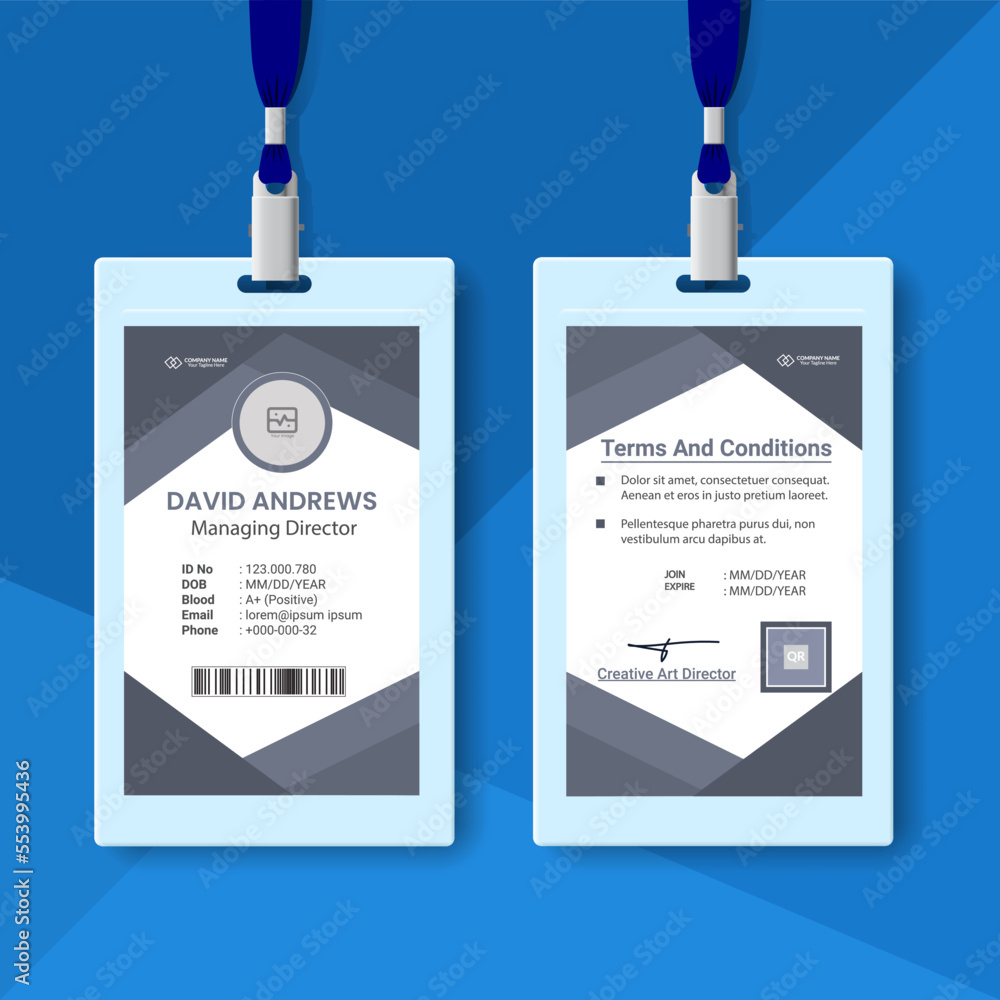 Modern Clean ID Card Template, Employee Identity Card Template ...