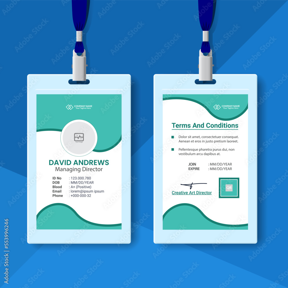 Modern Clean ID Card Template, Employee Identity Card Template ...