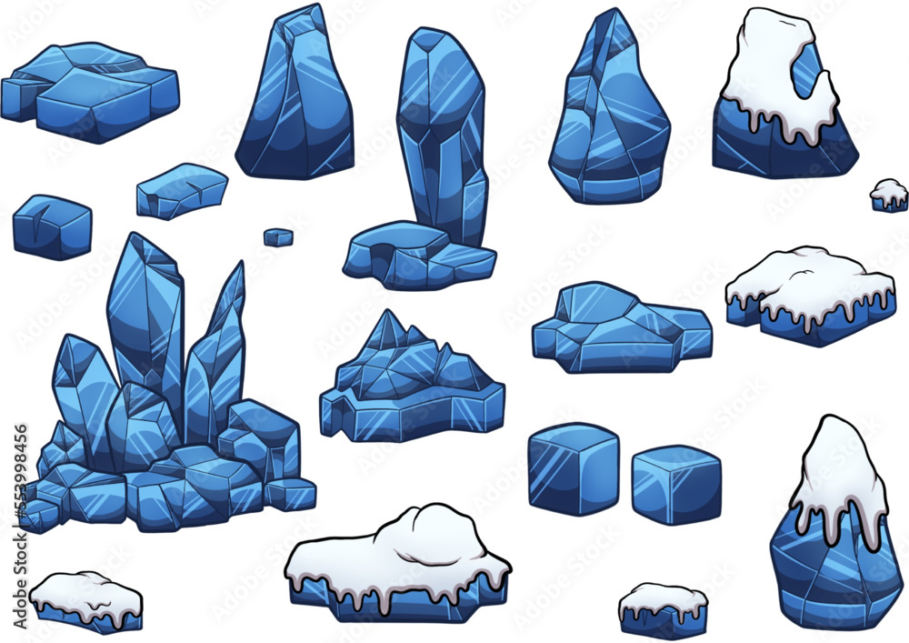 Ice Caps Snowdrifts Set. Vector clip art illustration with simple ...