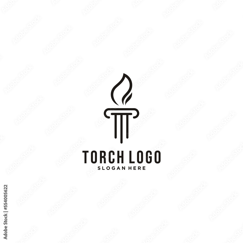 torch logo template in white background Stock Vector | Adobe Stock
