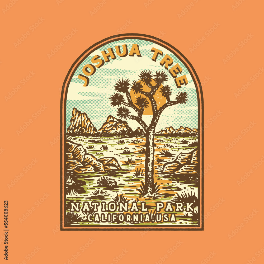 Joshua tree illustration national graphic park design badge vintage ...