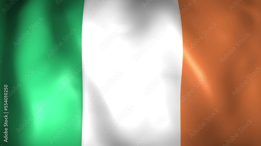Animation of the Ireland flag. 4K. Irish flag flying, 3D flag render ...