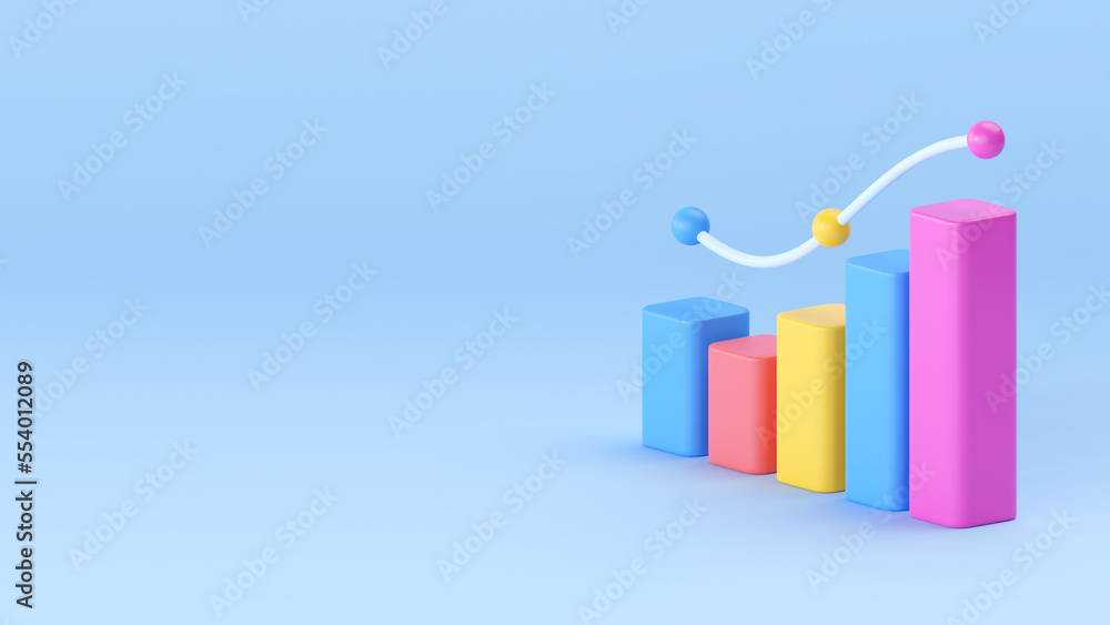 3d render graph illustration - business diagram, financial stats and ...
