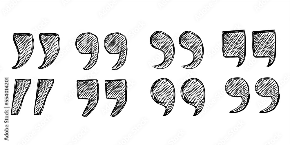 Collection of hand drawn sketchy quotation marks different shapes for ...