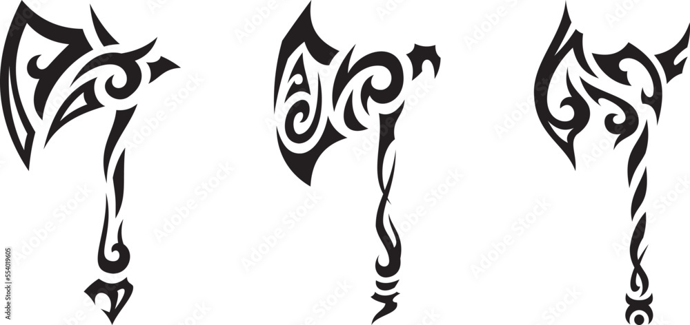 Tribal tattoo design of axes Stock Vector | Adobe Stock