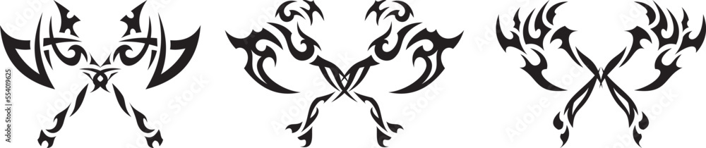 Tribal tattoo design of axes Stock Vector | Adobe Stock