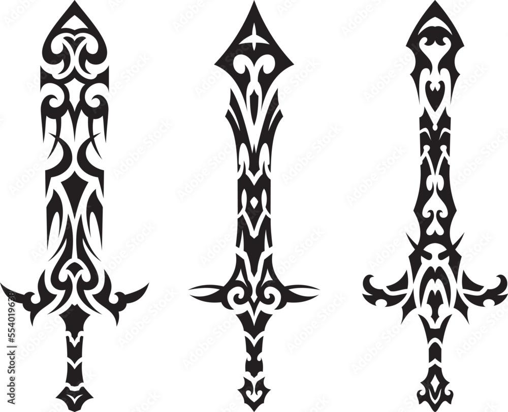 Tribal Tattoo design of swords Stock Vector | Adobe Stock