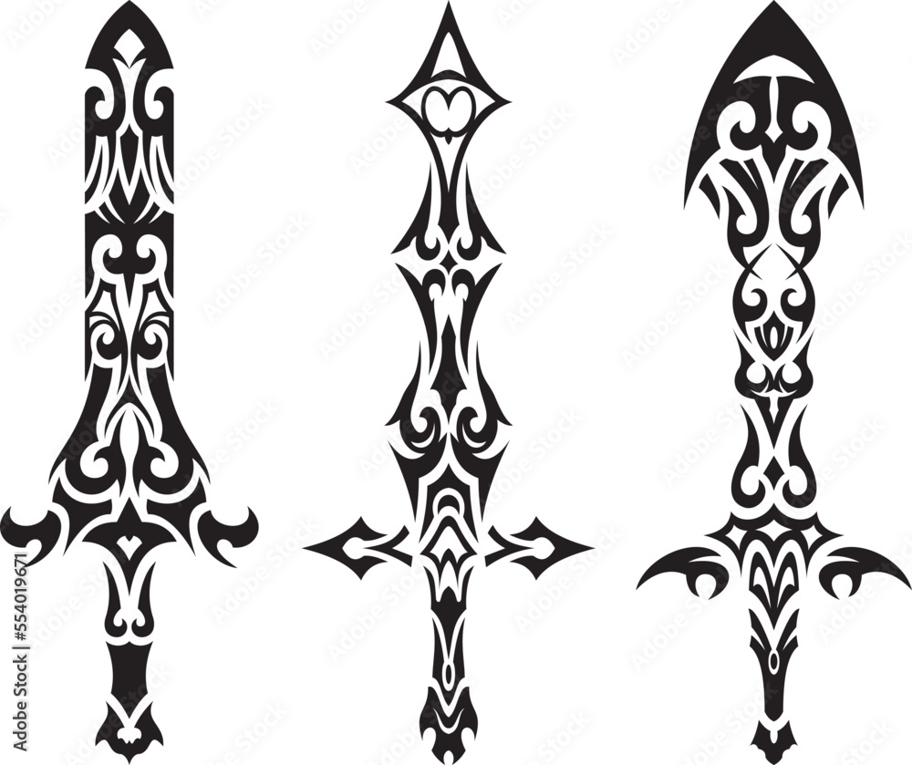 Tribal Tattoo design of swords Stock Vector | Adobe Stock