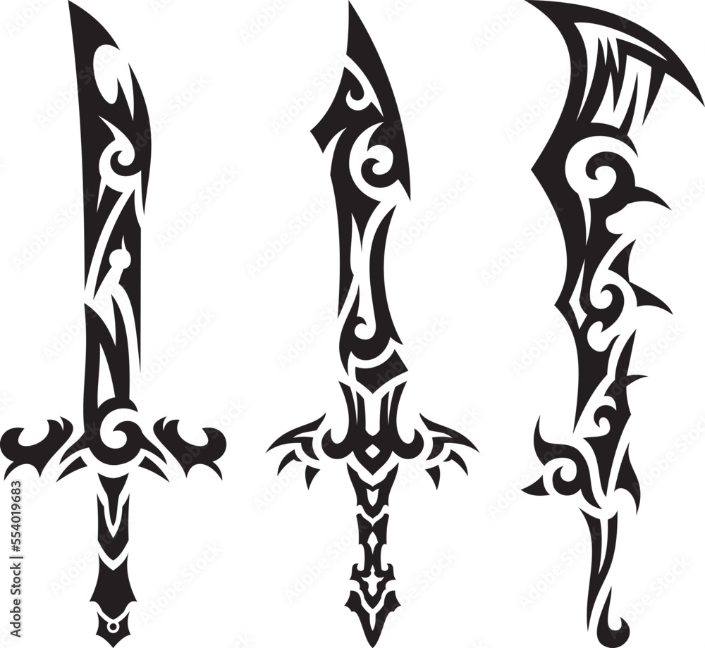 Tribal Tattoo design of swords Stock Vector | Adobe Stock