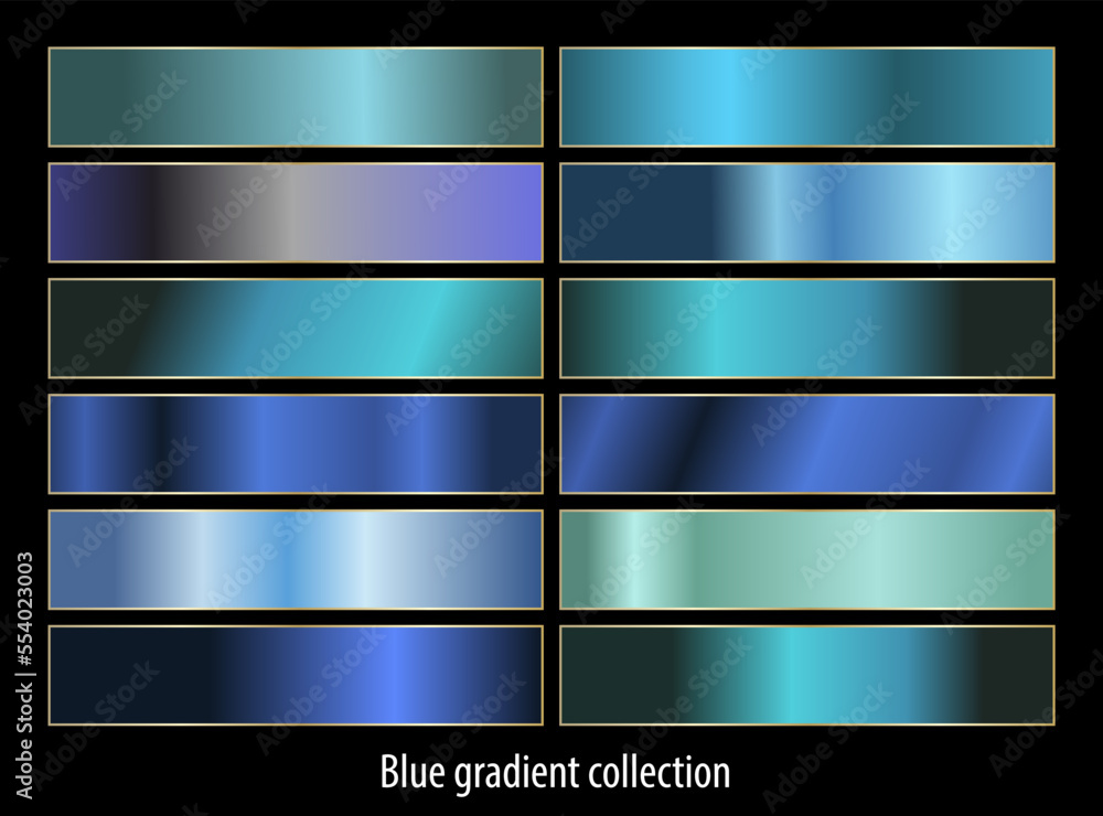 Collection of blue gradient backgrounds. Set of blue metallic textures ...