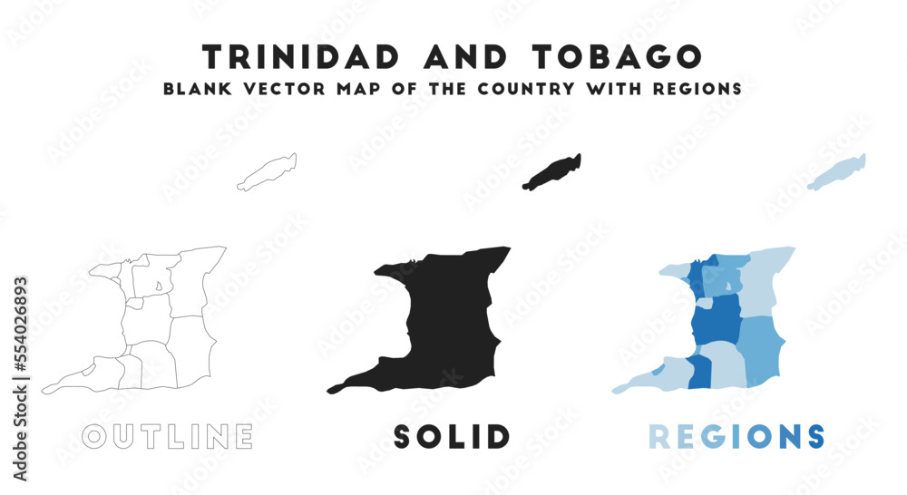 Trinidad and Tobago map. Borders of Trinidad and Tobago for your ...