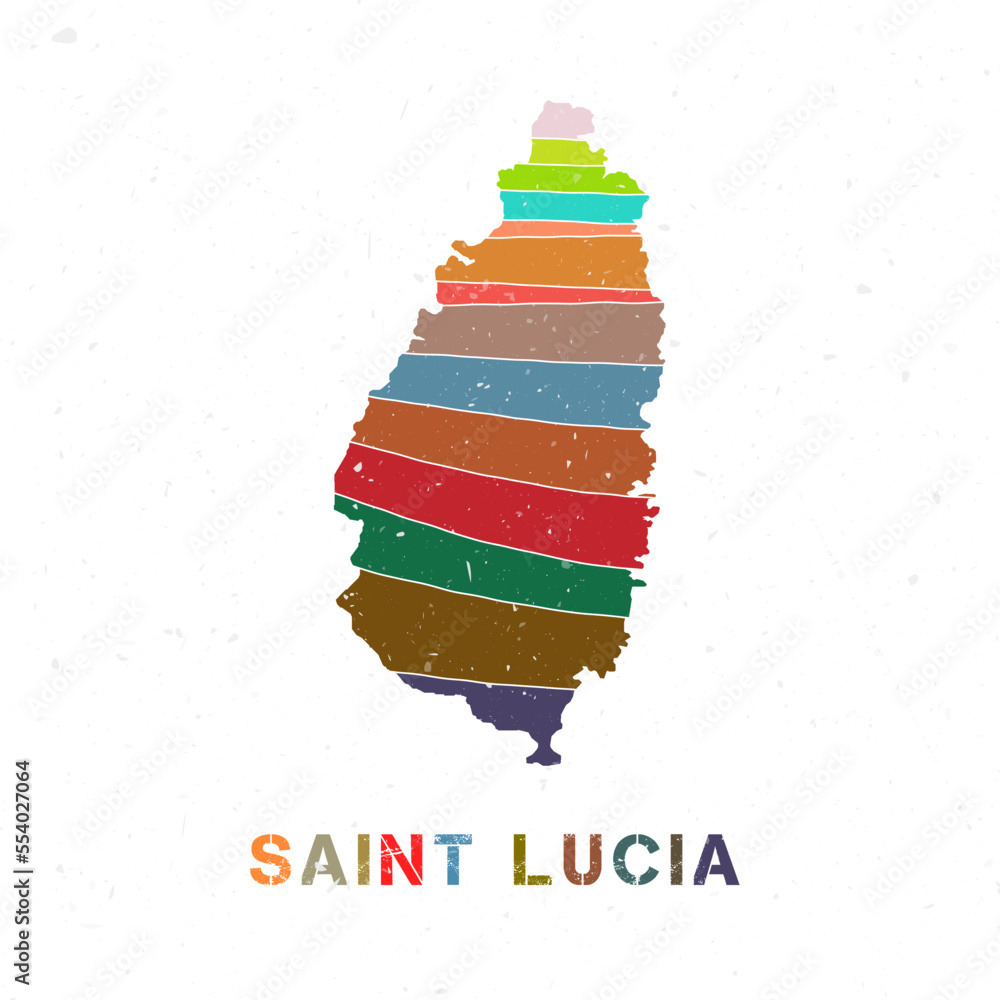 Saint Lucia map design. Shape of the island with beautiful geometric ...