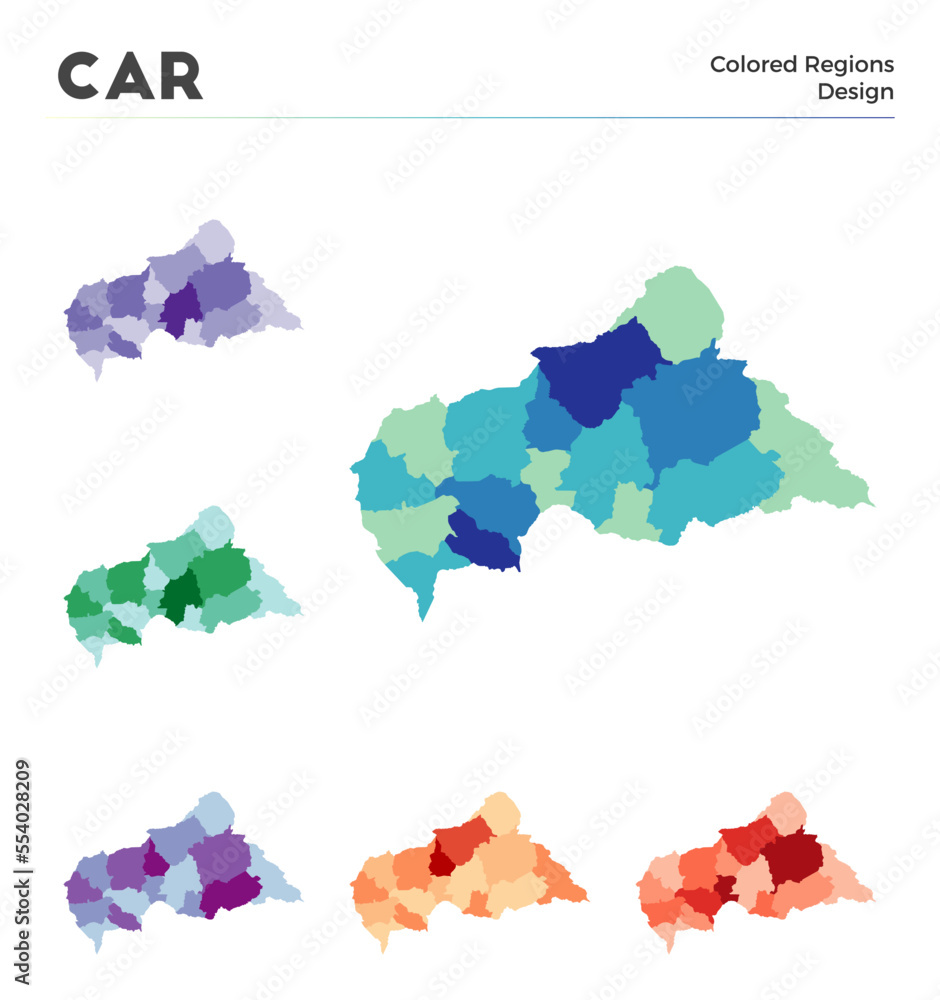 CAR map collection. Borders of CAR for your infographic. Colored ...