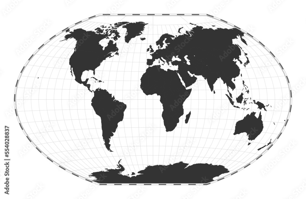Vector world map. Winkel tripel projection. Plan world geographical map ...