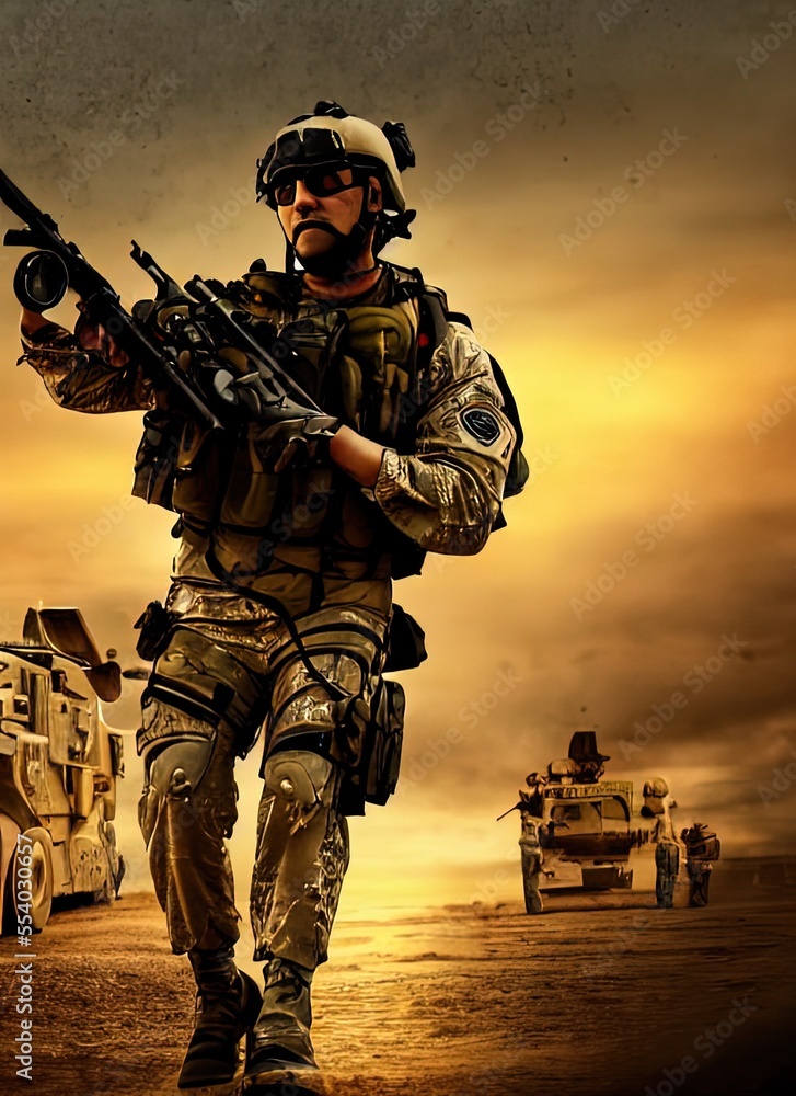 Special Forces Fictional Work Environment Scene. Stock Illustration ...