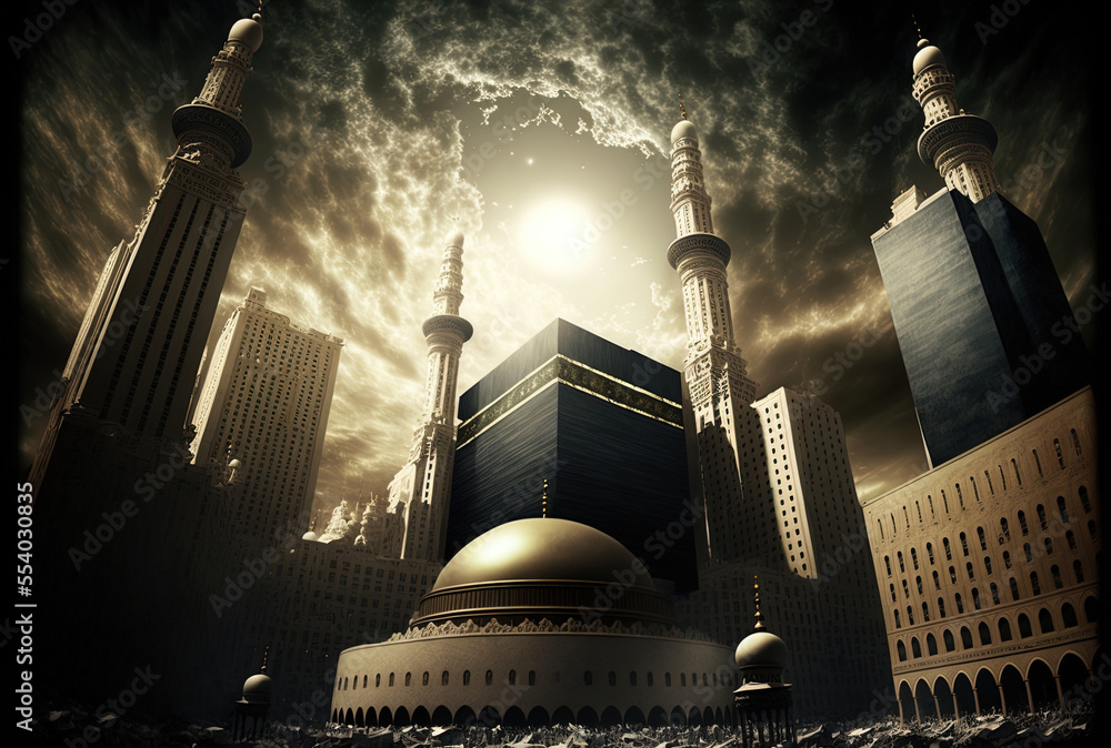 Makkah Sky In Kabah. Generative AI Stock Illustration | Adobe Stock