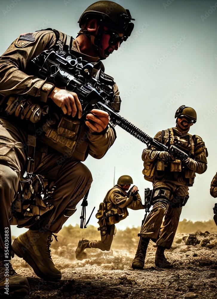 Special Forces Officers Fictional Work Environment Scene. Stock ...