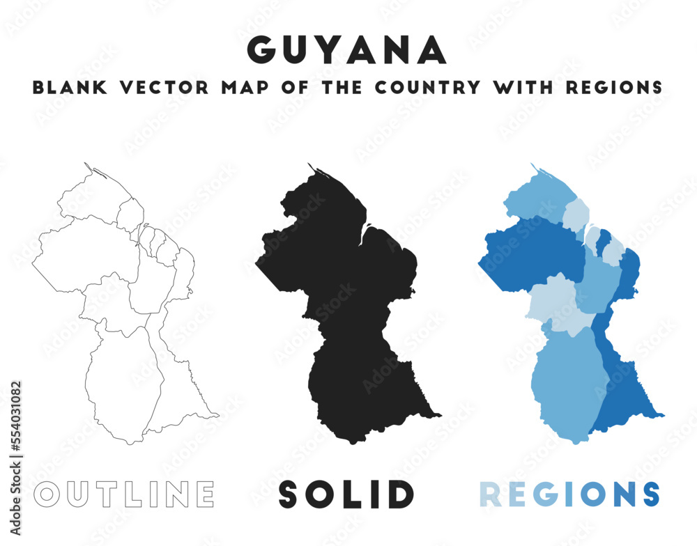 Guyana map. Borders of Guyana for your infographic. Vector country ...
