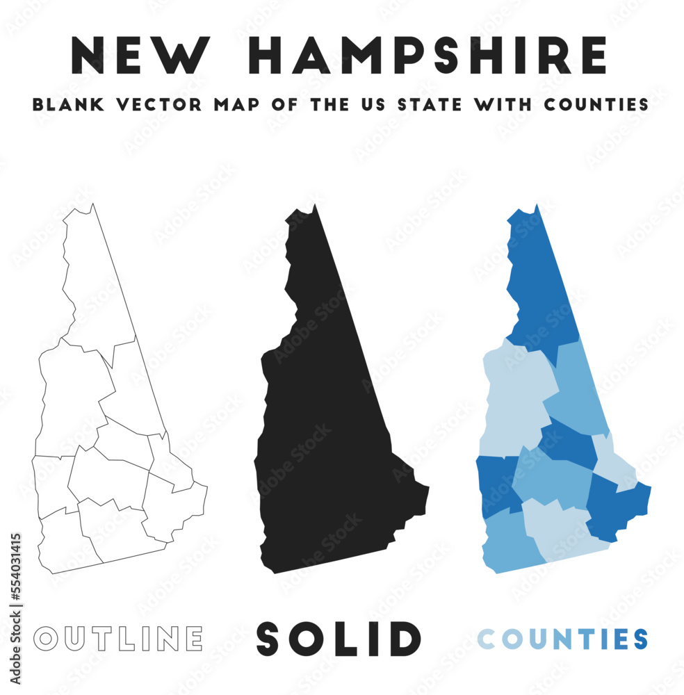New Hampshire map. Borders of New Hampshire for your infographic ...