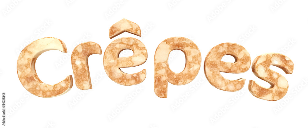 Mot crêpe avec une texture de crêpe sur fond blanc - rendu 3D Stock ...