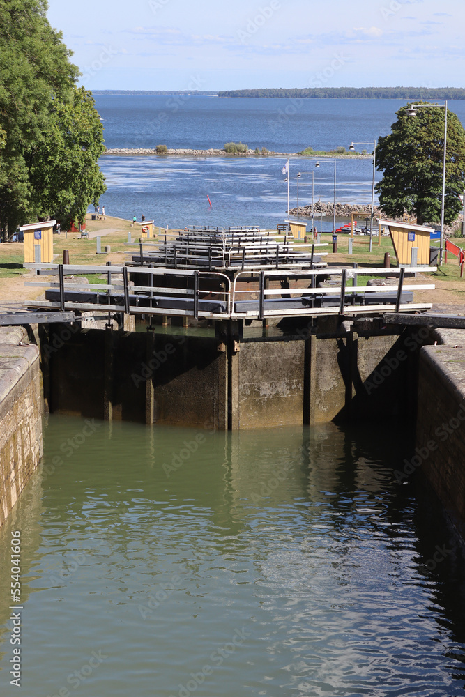 The famous Berg locks on the Göta canal near Linköping as it flows into ...