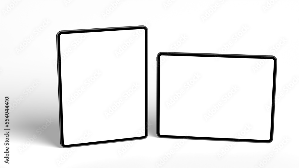 iPad Pro 2022 tablet display mockup. Blank screen template vertical and ...