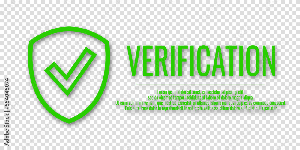 Vector illustration with word Verification on a transparent background ...