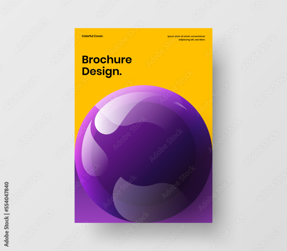 Clean poster design vector layout. Geometric realistic balls leaflet ...