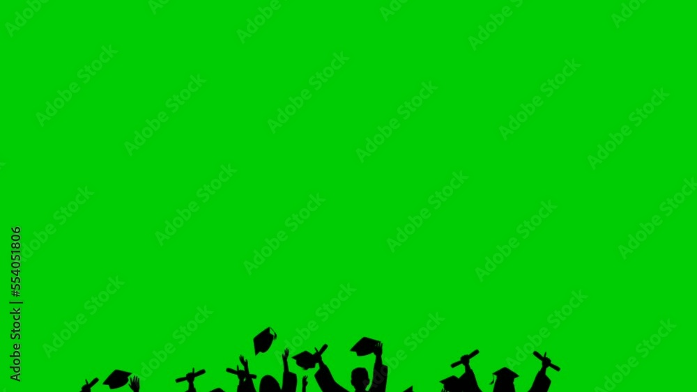 animation of graduation celebrations from school, college, with a green ...